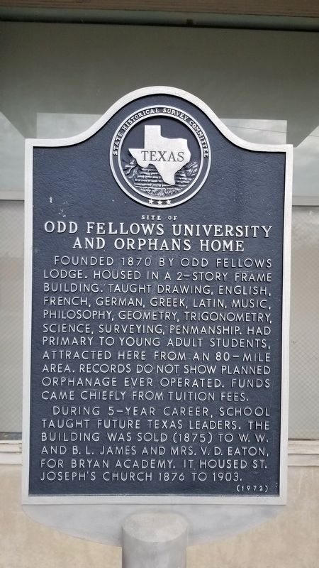 Site of Odd Fellows University and Orphans Home Historical Marker