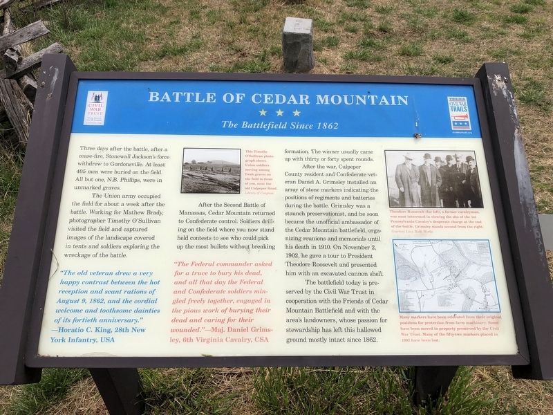 Battle of Cedar Mountain Historical Marker