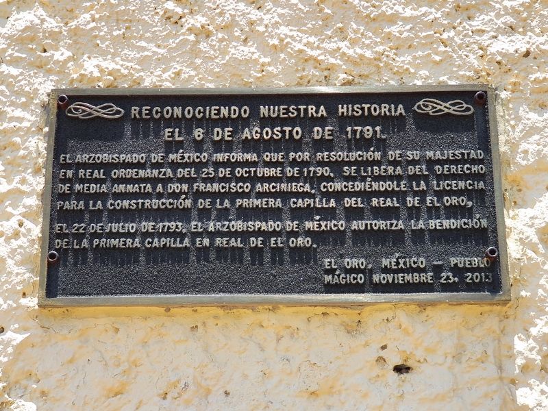 First Chapel in Real de El Oro Historical Marker