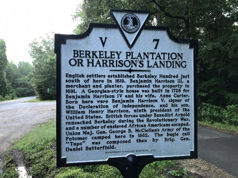 Berkeley Plantation or Harrison's Landing Historical Marker