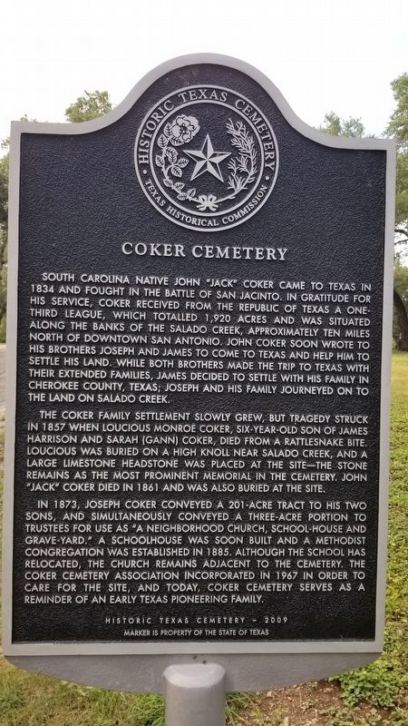 Coker Cemetery Historical Marker