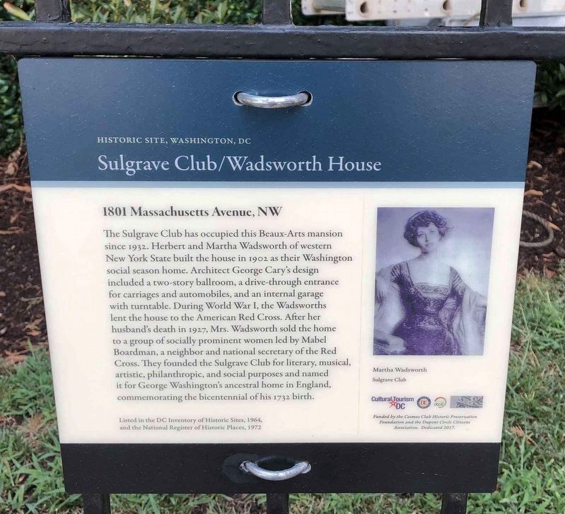 Sulgrave Club / Wadsworth House Historical Marker