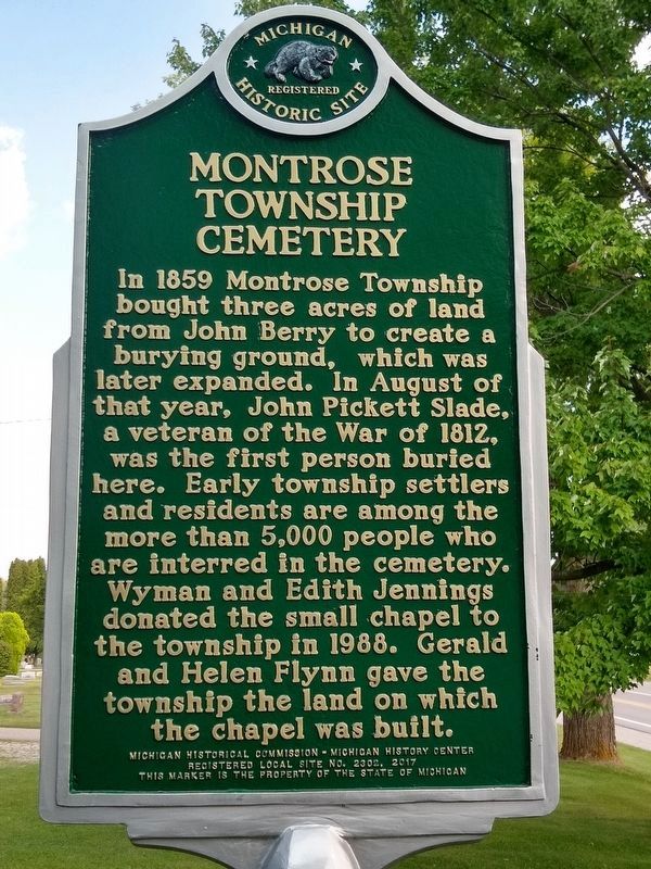 Montrose Township Cemetery / Methodist Protestant Church Historical Marker