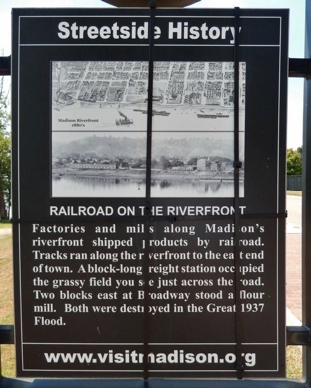 Railroad on the Riverfront / Madison's Iron Foundries Historical Marker
