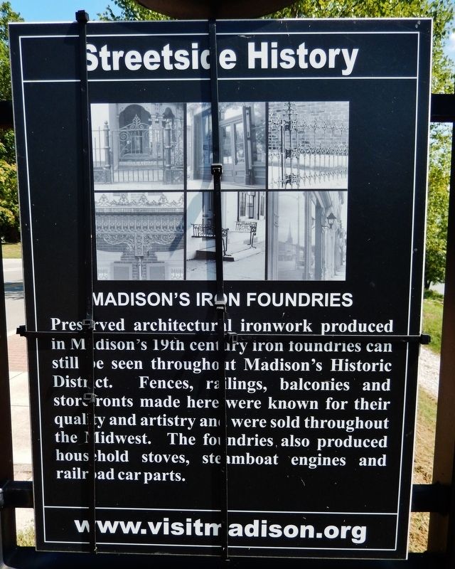 Railroad on the Riverfront / Madison's Iron Foundries Historical Marker
