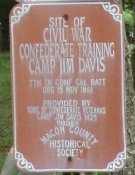 Site of Civil War Confederate Training Camp Jim Davis Historical Marker