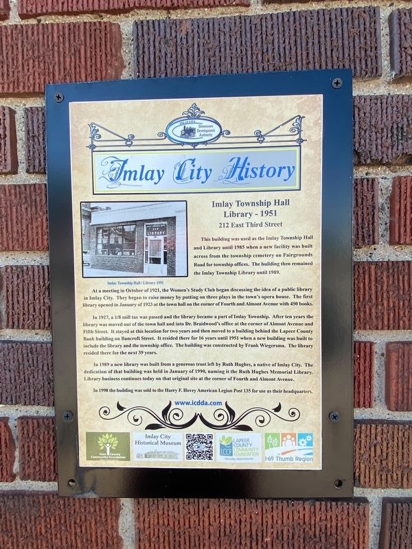 Imlay Township Hall Library - 1951 Historical Marker