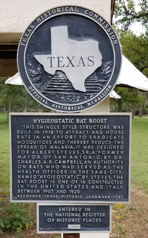 Hygieostatic Bat Roost Historical Marker