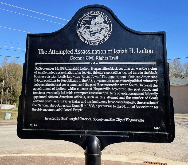 The Attempted Assassination of Isaiah H. Lofton Historical Marker
