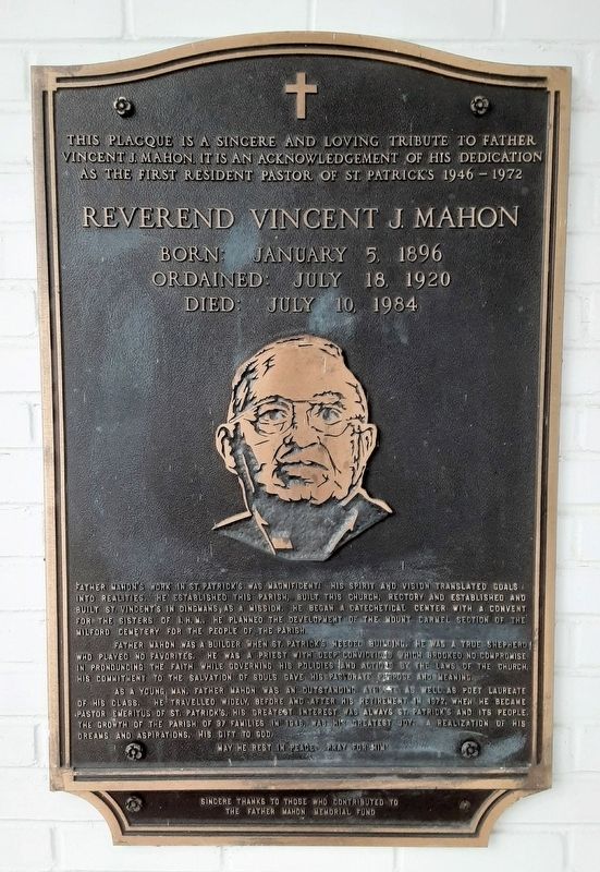 Reverend Vincent J. Mahon Historical Marker