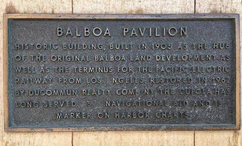Balboa Pavilion Historical Marker