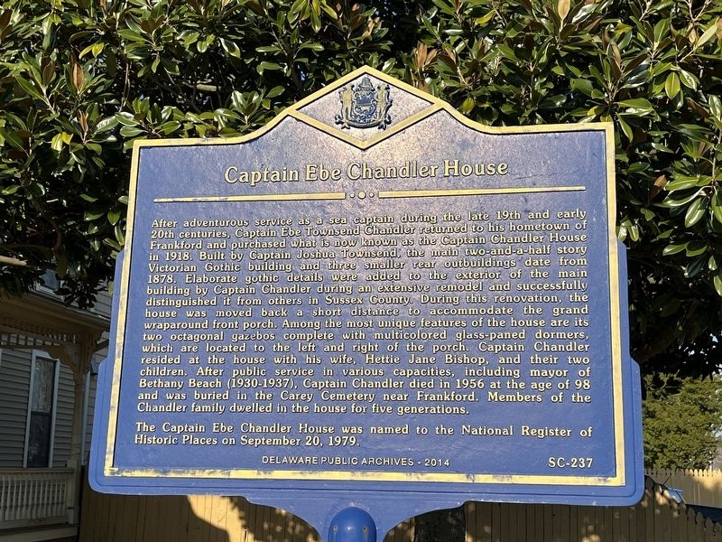 Captain Ebe Chandler House Historical Marker