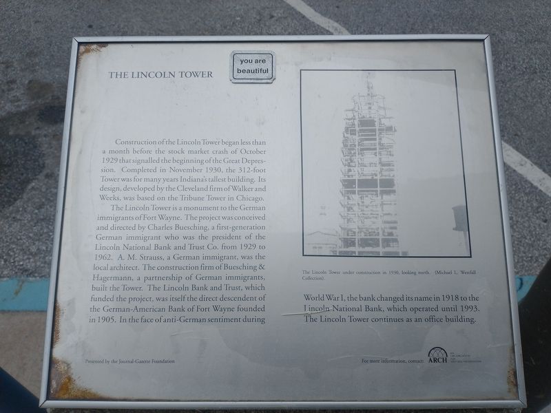 The Lincoln Tower Historical Marker
