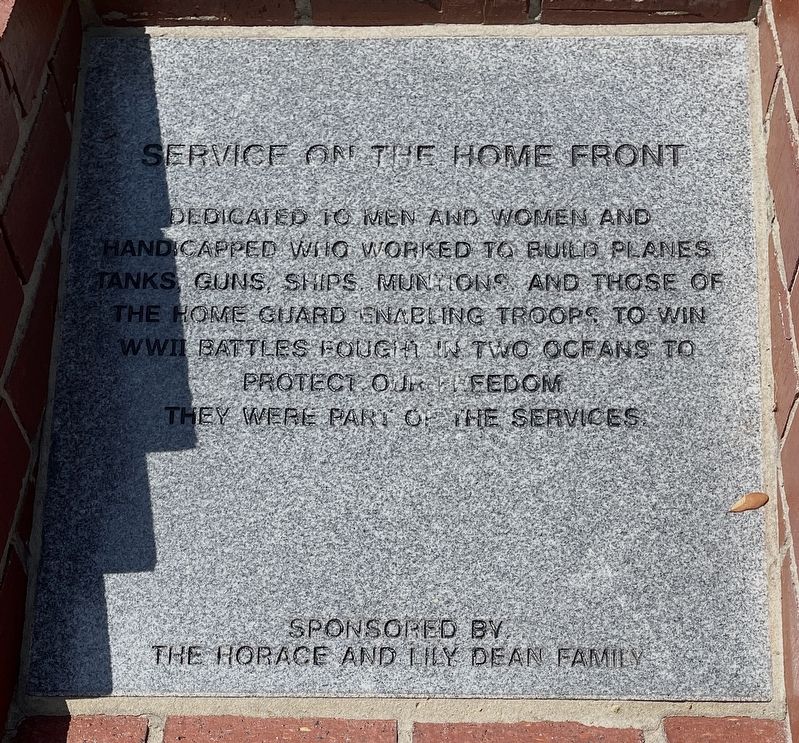 Service on the Home Front, a War Memorial