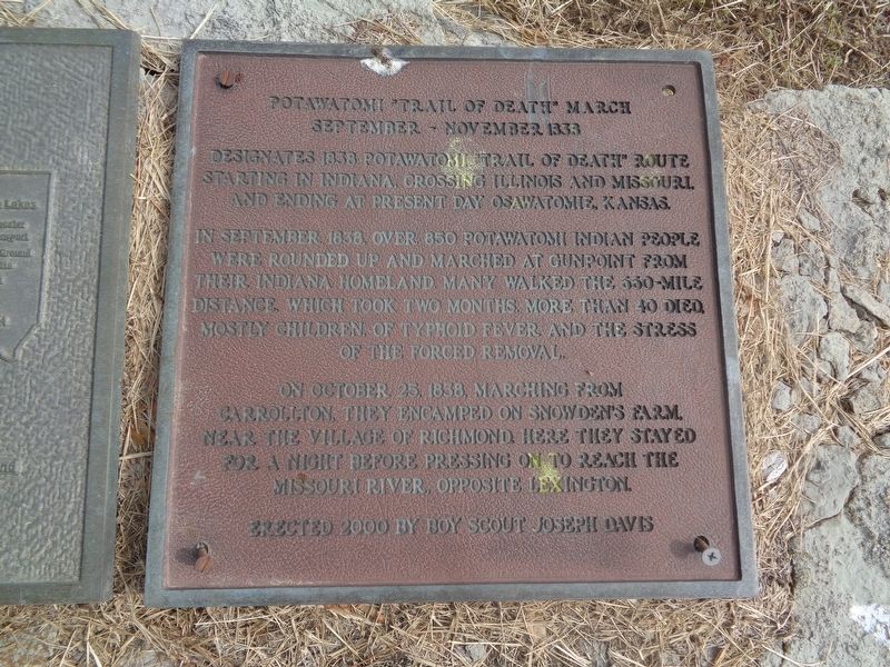 Potawatomi "Trail of Death" March Historical Marker