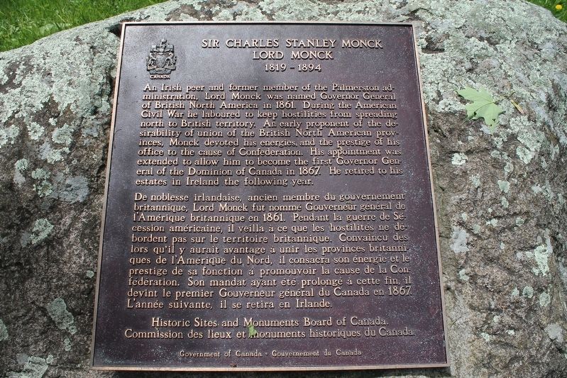 Sir Charles Stanley Monck Historical Marker