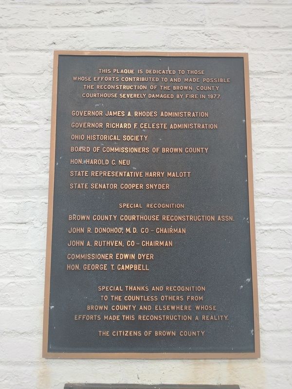 Brown County Courthouse Reconstruction Historical Marker