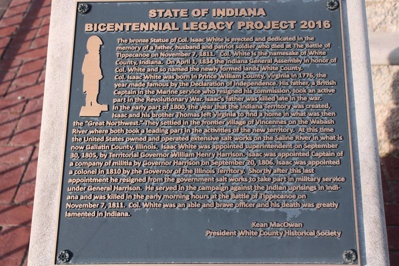 State of Indiana Bicentennial Legacy Project of 2016 Historical Marker