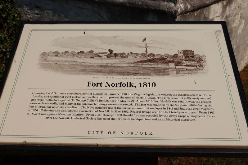 Fort Norfolk, 1810 Historical Marker