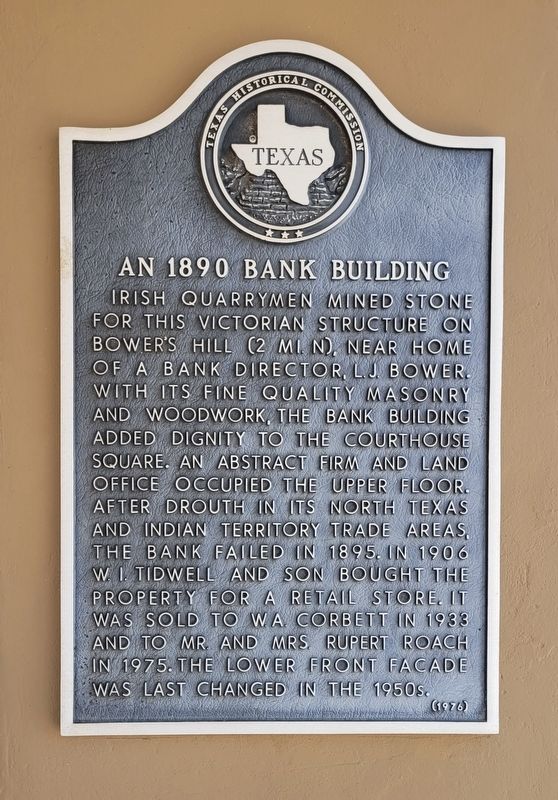 An 1890 Bank Building Historical Marker
