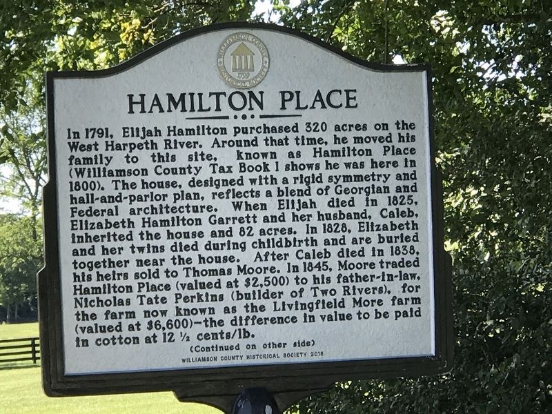 Hamilton Place Historical Marker