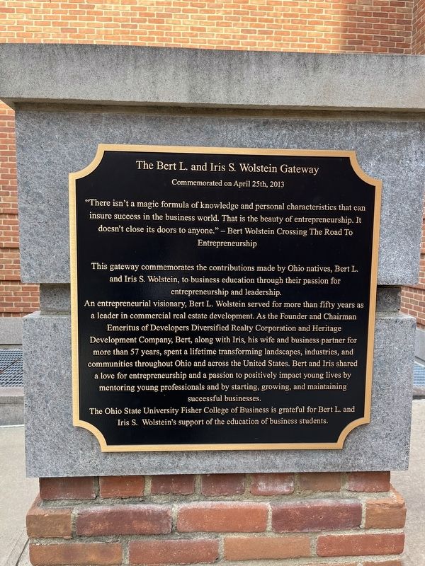 The Bert L. and Iris S. Wolstein Gateway Historical Marker