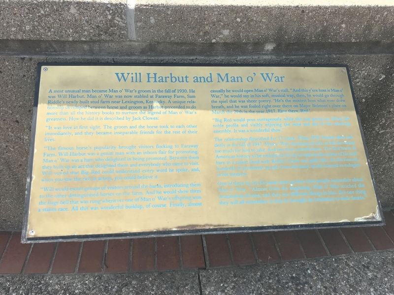 Will Harbut and Man o' War Historical Marker