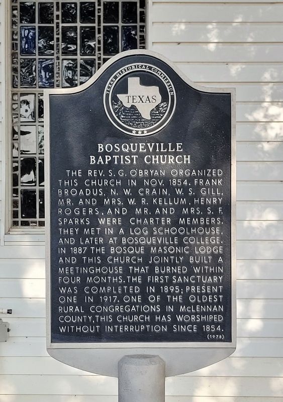 Bosqueville Baptist Church Historical Marker