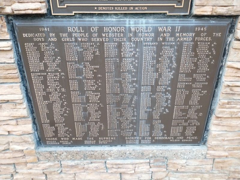 Webster Honor Roll, a War Memorial