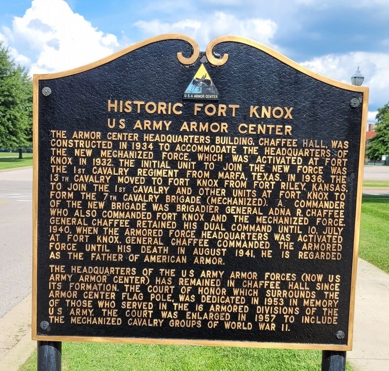 US Army Armor Center Historical Marker