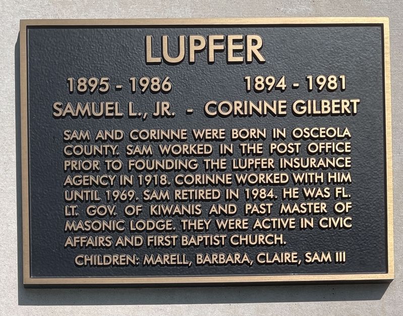 Samuel L., Jr. and Corine Gilbert Lupfer Historical Marker