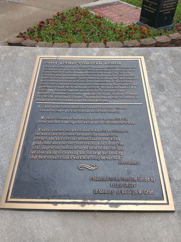 John F. Kennedy's Inaugural Address Historical Marker