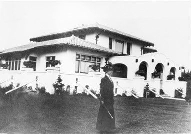 Photo: Mrs. William Seward Iliff in Front of "Rock Crest"