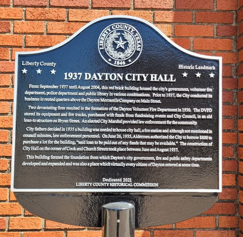 1937 Dayton City Hall Historical Marker