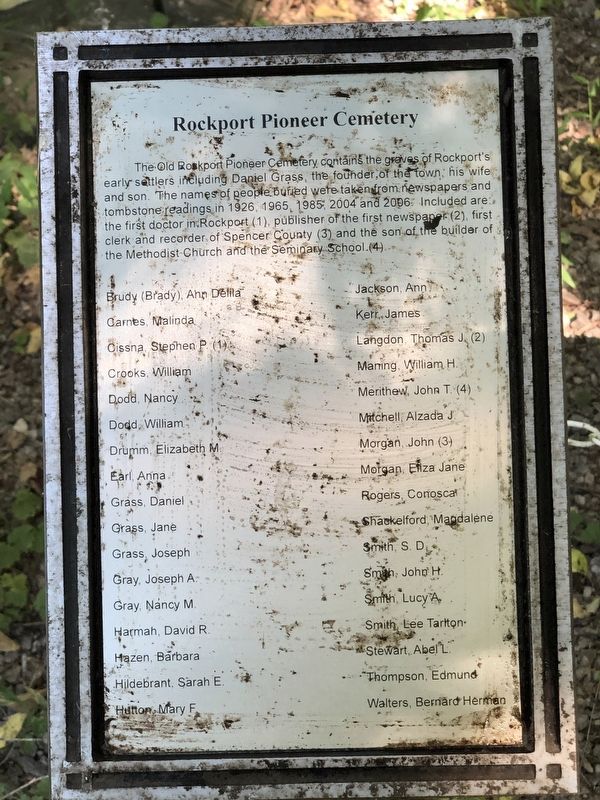 Rockport Pioneer Cemetery Historical Marker