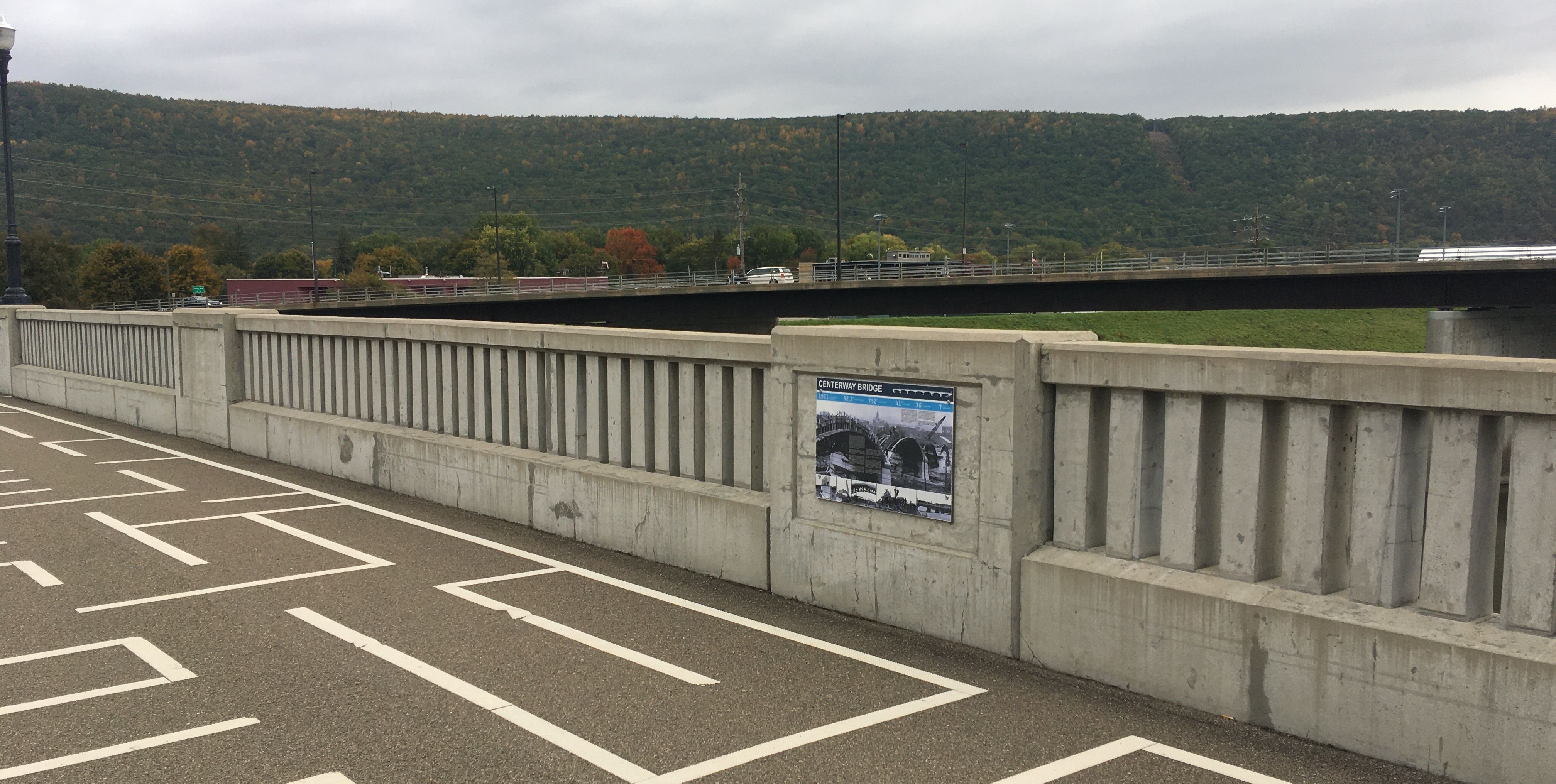 Photo: Centerway Bridge Marker, Mounted on the Bridge Guardrail