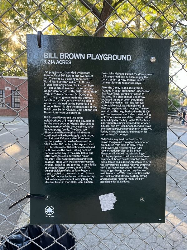 Bill Brown Playground Historical Marker