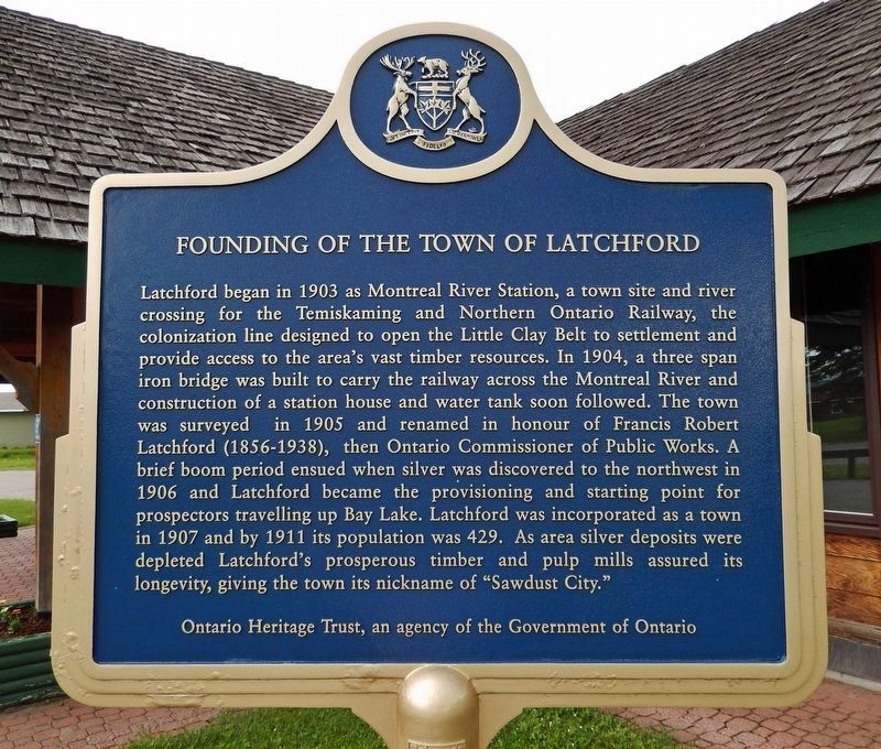 Founding of the Town of Latchford / Fondation de la Ville de Latchford ...