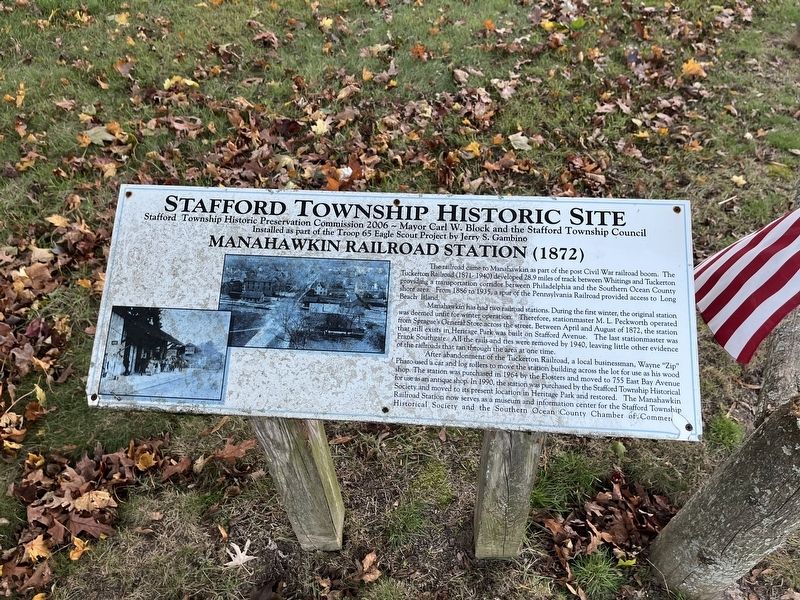 Manahawkin Railroad Station (1872) Historical Marker