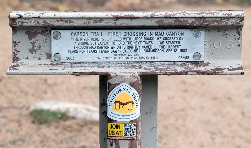 Carson Trail - First Crossing in Mad Canyon Historical Marker