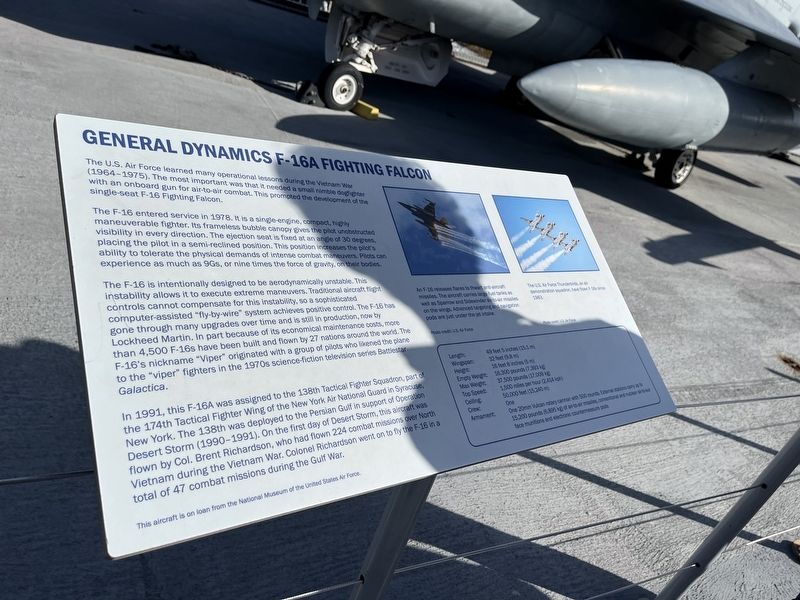 General Dynamics F-16A Fighting Falcon Historical Marker