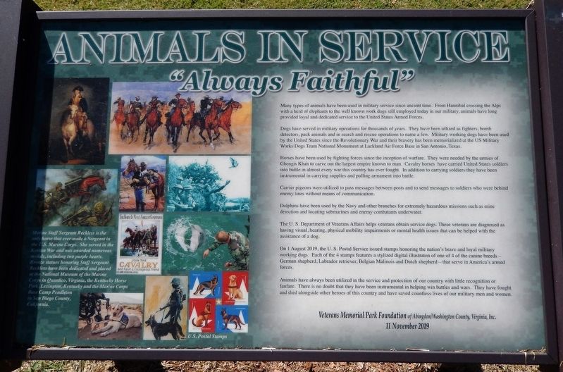 Animals in Service Historical Marker