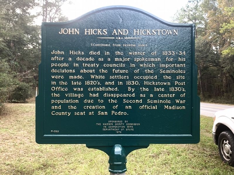 John Hicks and Hickstown Historical Marker