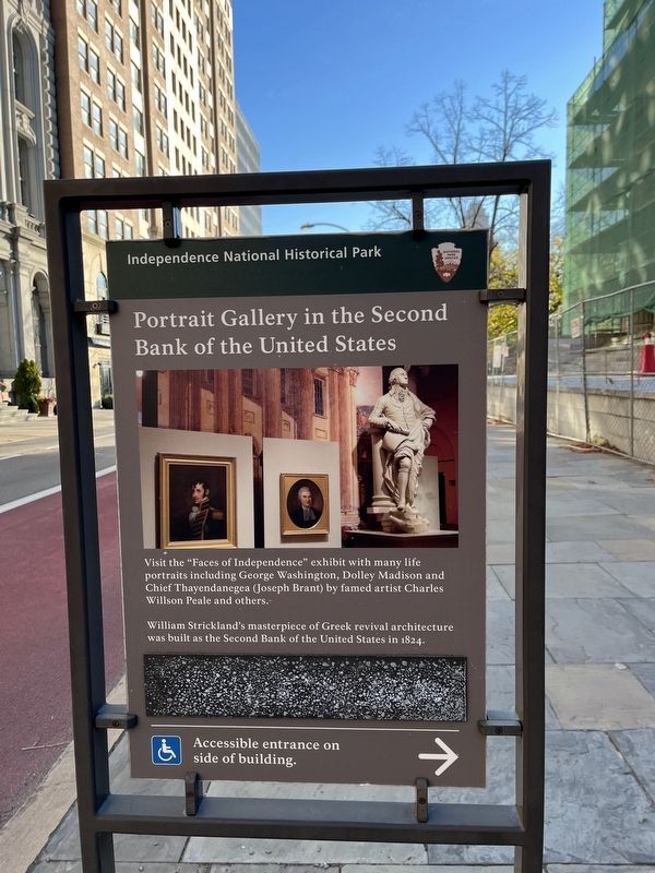 Portrait Gallery in the Second Bank of the United States Historical Marker