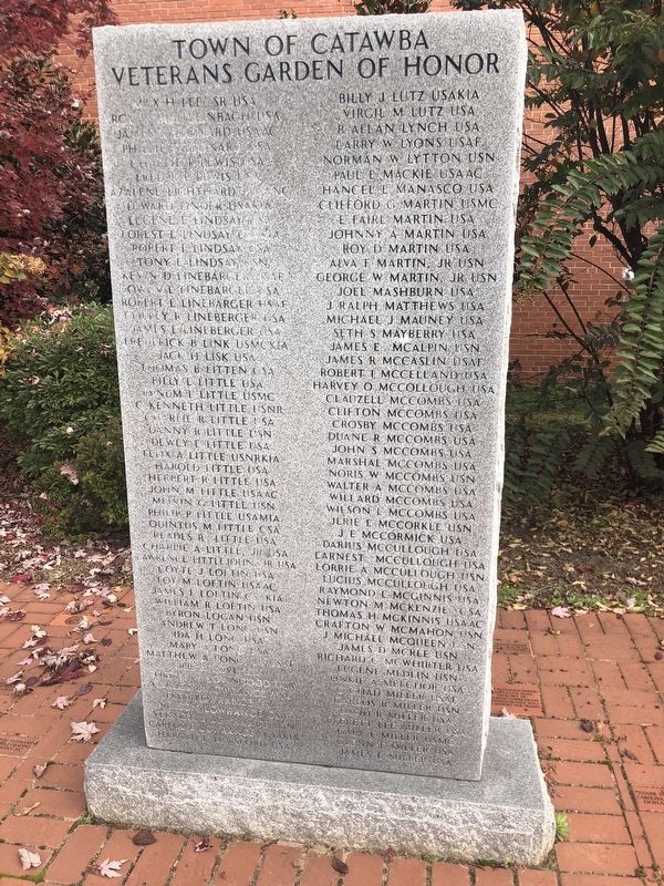 Town of Catawba Veterans Garden of Honor, a War Memorial