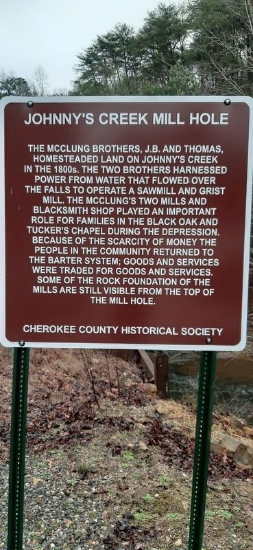 Johnny's Creek Mill Hole Historical Marker