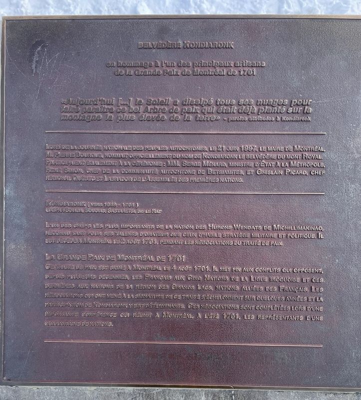 Belvédère Kondiaronk Historical Marker