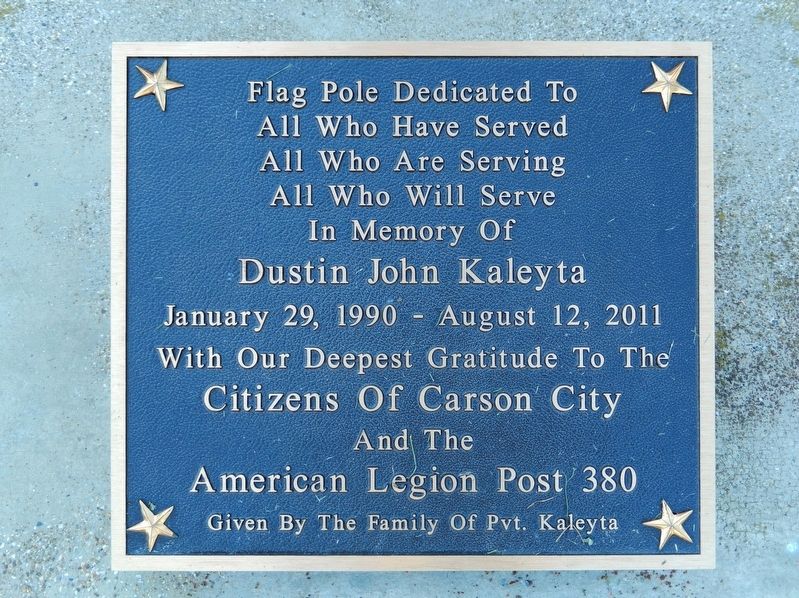 Dustin John Kaleyta Memorial Flagpole, a War Memorial