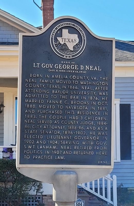 Home of Lt. Gov. George D. Neal Historical Marker