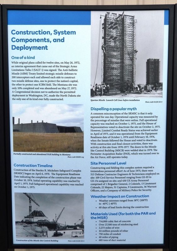Construction, System Components, and Deployment Historical Marker